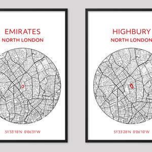 Arsenal Highbury/emirates Map - Etsy
