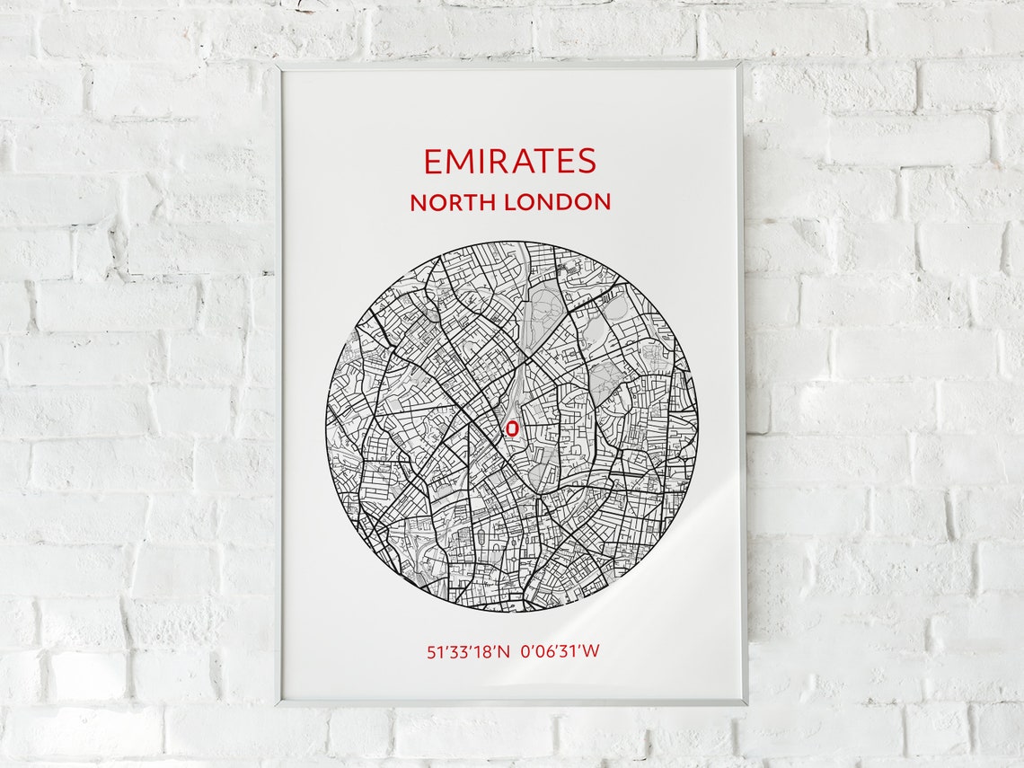 Arsenal Highbury/emirates Map | Etsy UK