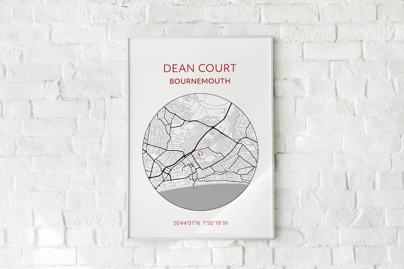 Bournemouth Print: Dean Court Map | Etsy