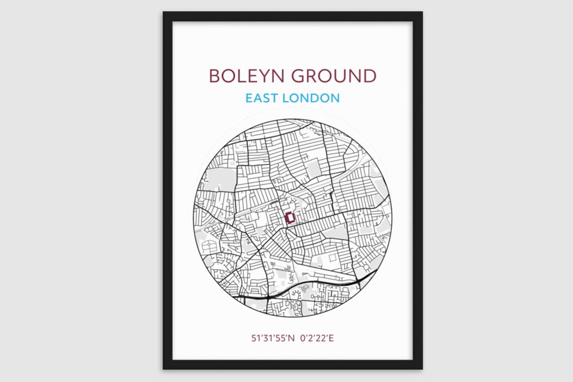 West Ham Print: Boleyn Ground Map - Etsy