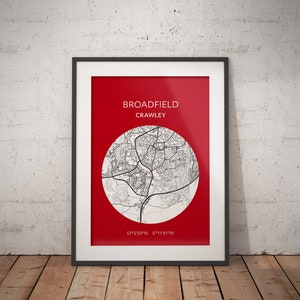 Crawley Town Print: Broadfield Map - Etsy