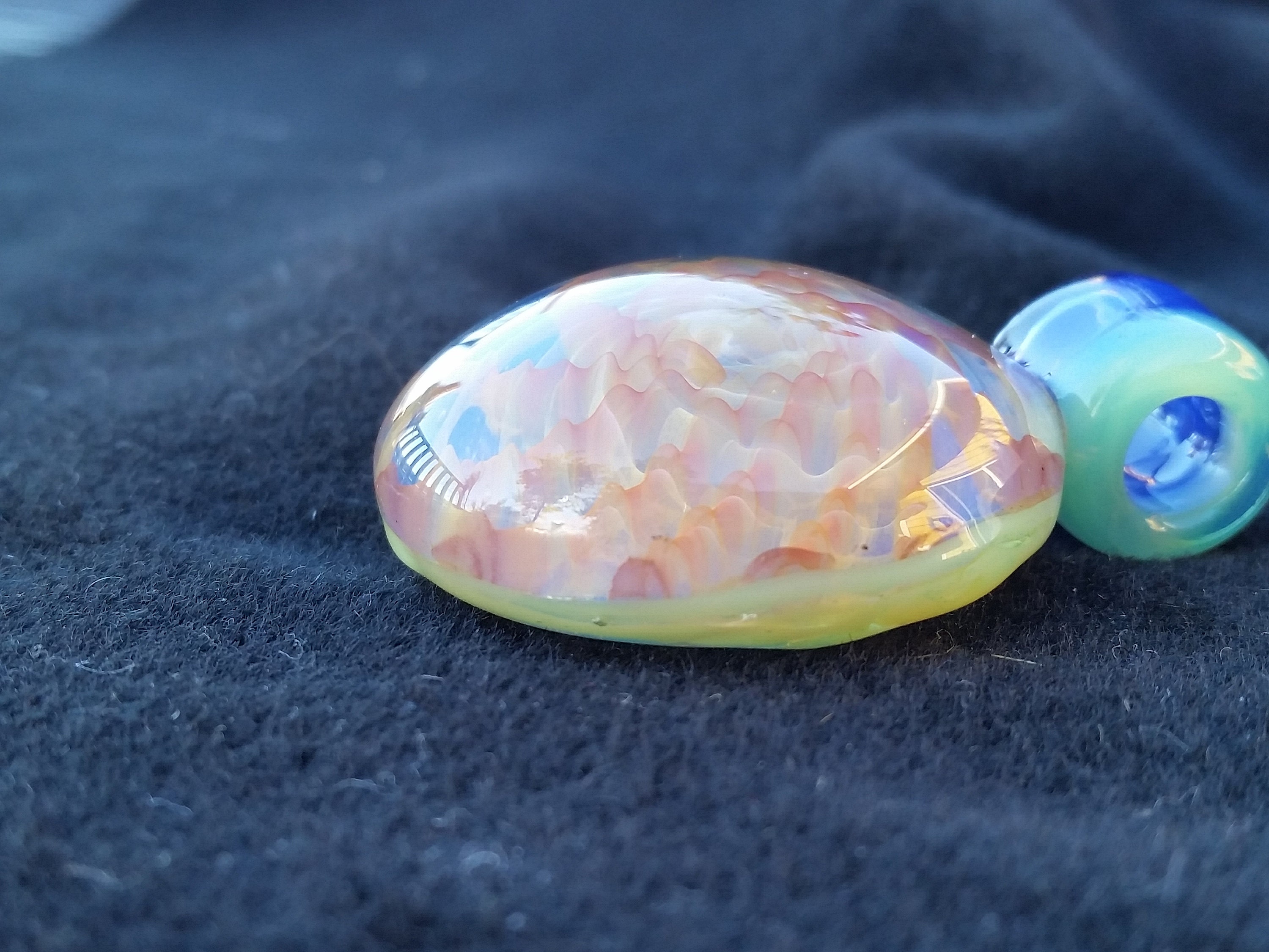 Black Light Reactive Glass Focal Pendant Bead With Blue and Green Bale ...