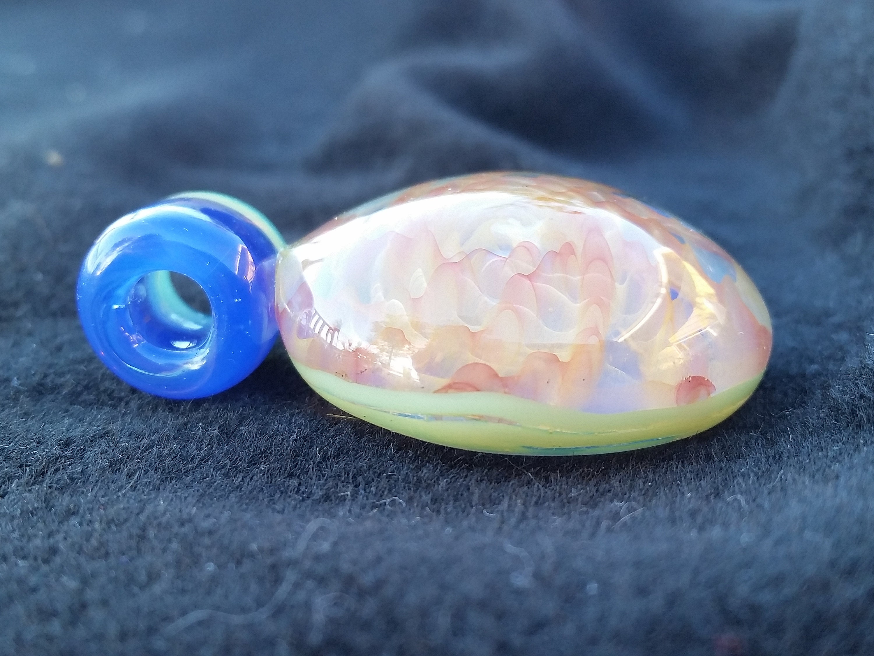 Black Light Reactive Glass Focal Pendant Bead With Blue and Green Bale ...