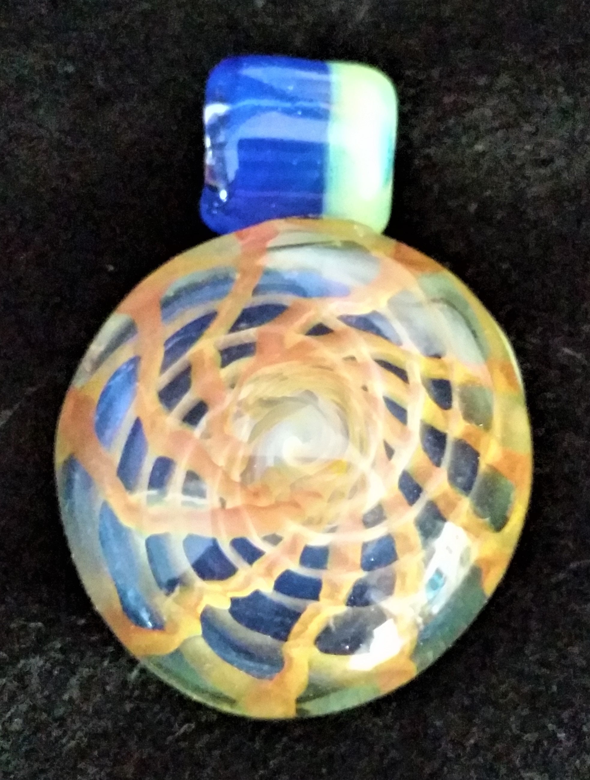 Black Light Reactive Glass Focal Pendant Bead With Blue and Green Bale ...