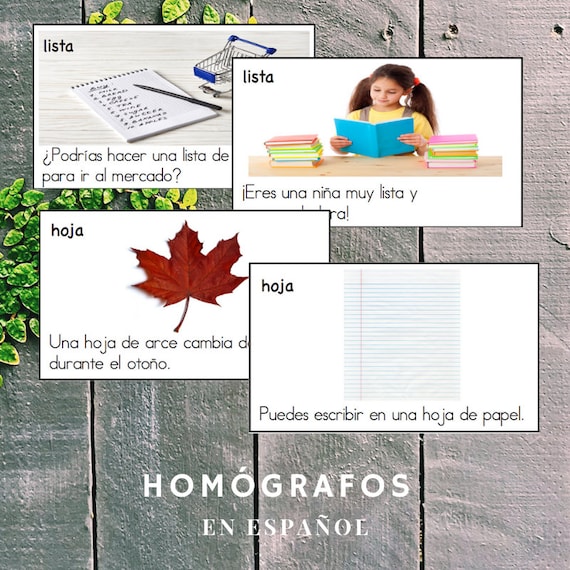 Homógrafos Homographs in Spanish cards & Activity Booklet - Etsy