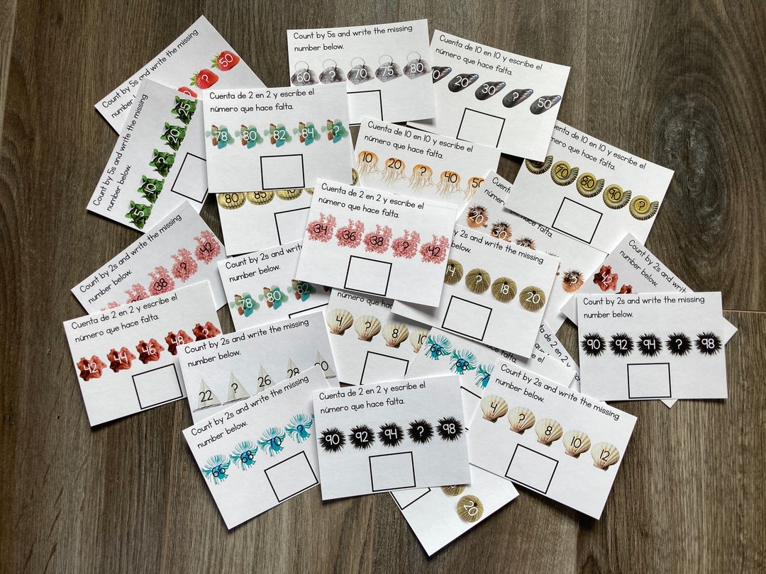 Summer Skip Counting by 2s, 5s, and 10s Cards (english & Spanish) - Etsy