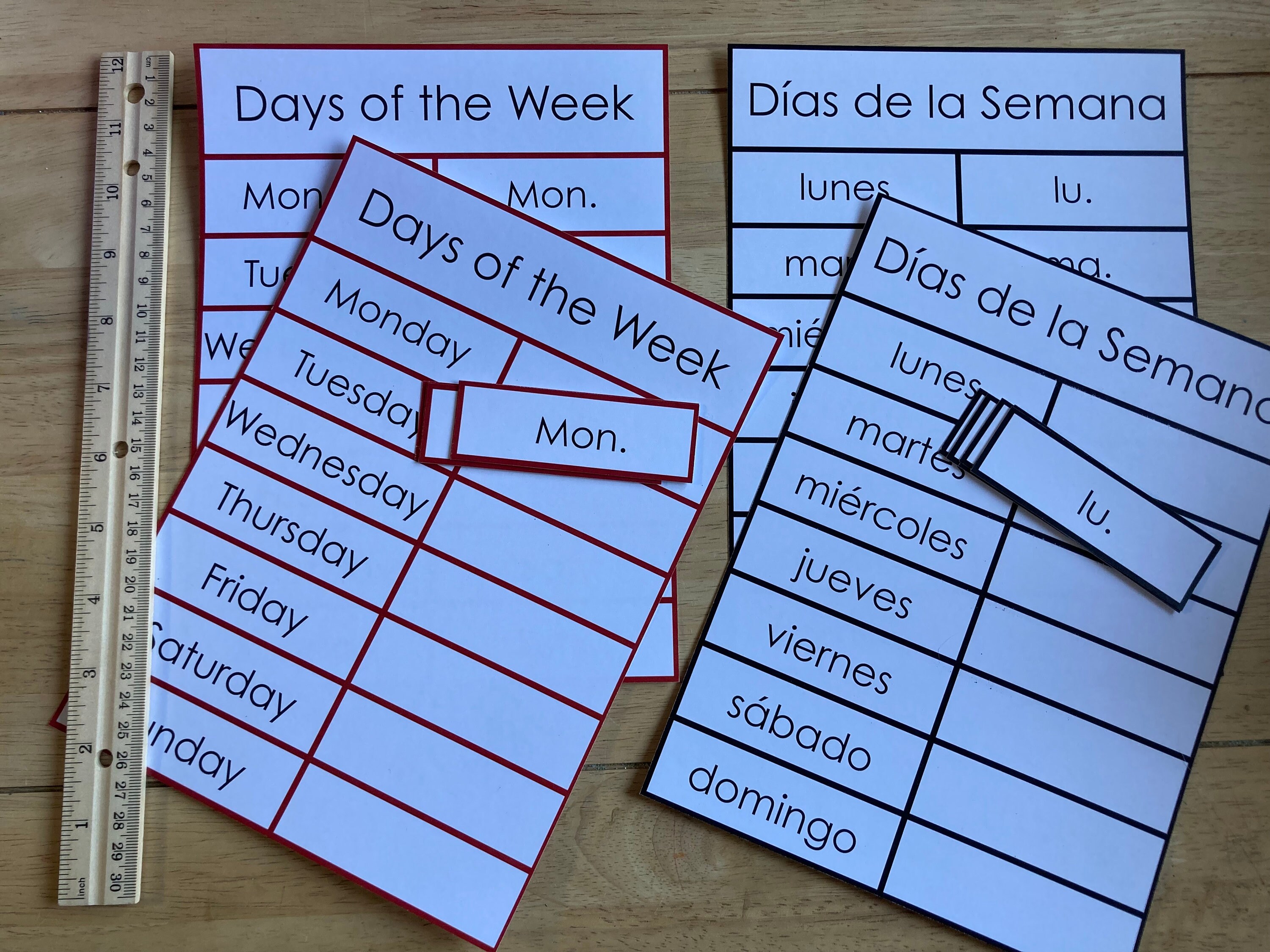 Days of the Week English & Spanish - Etsy