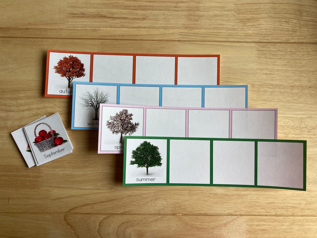 Seasons Timeline and Cards in English - Etsy