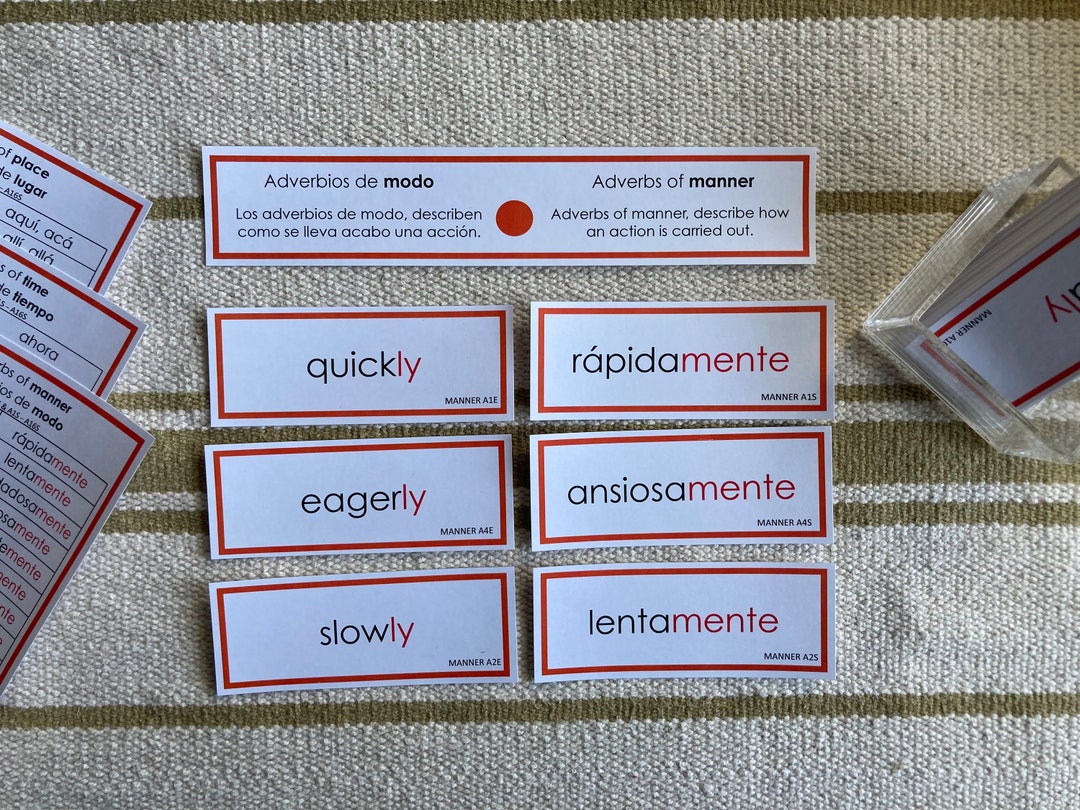 Adverbs of Time, Place, Manner in English & Spanish (bilingual Pack) - Etsy