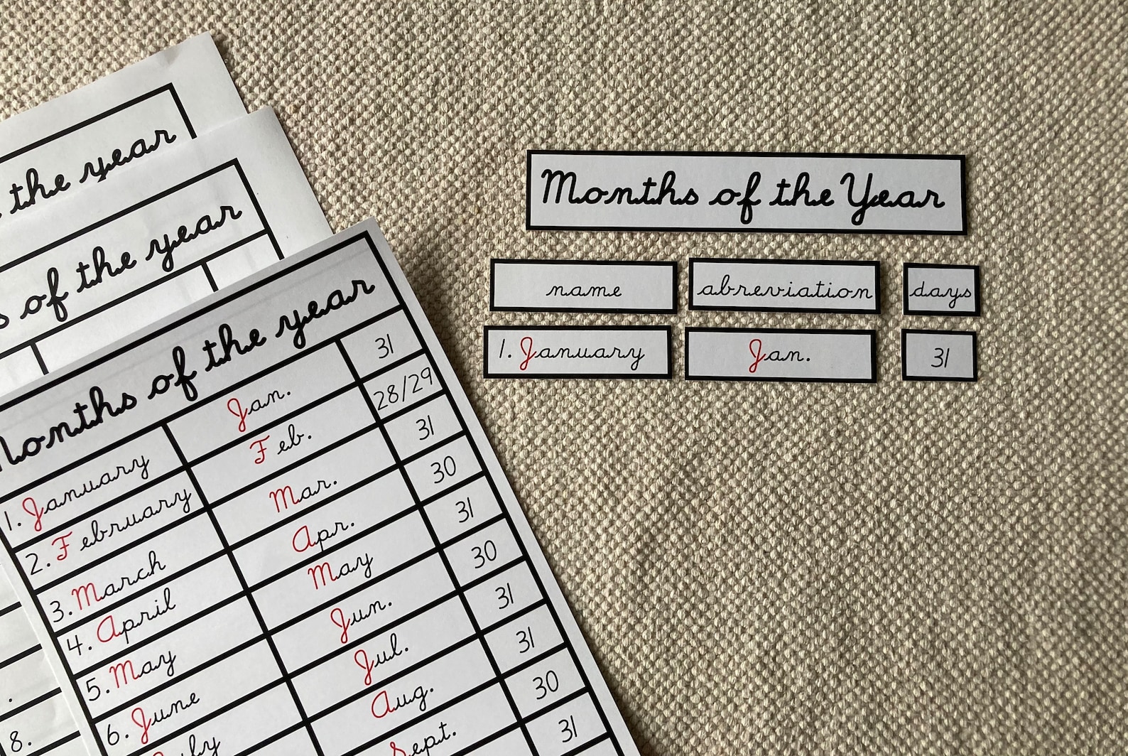 Months of the Year Activity Pack in English (cursive) - Etsy