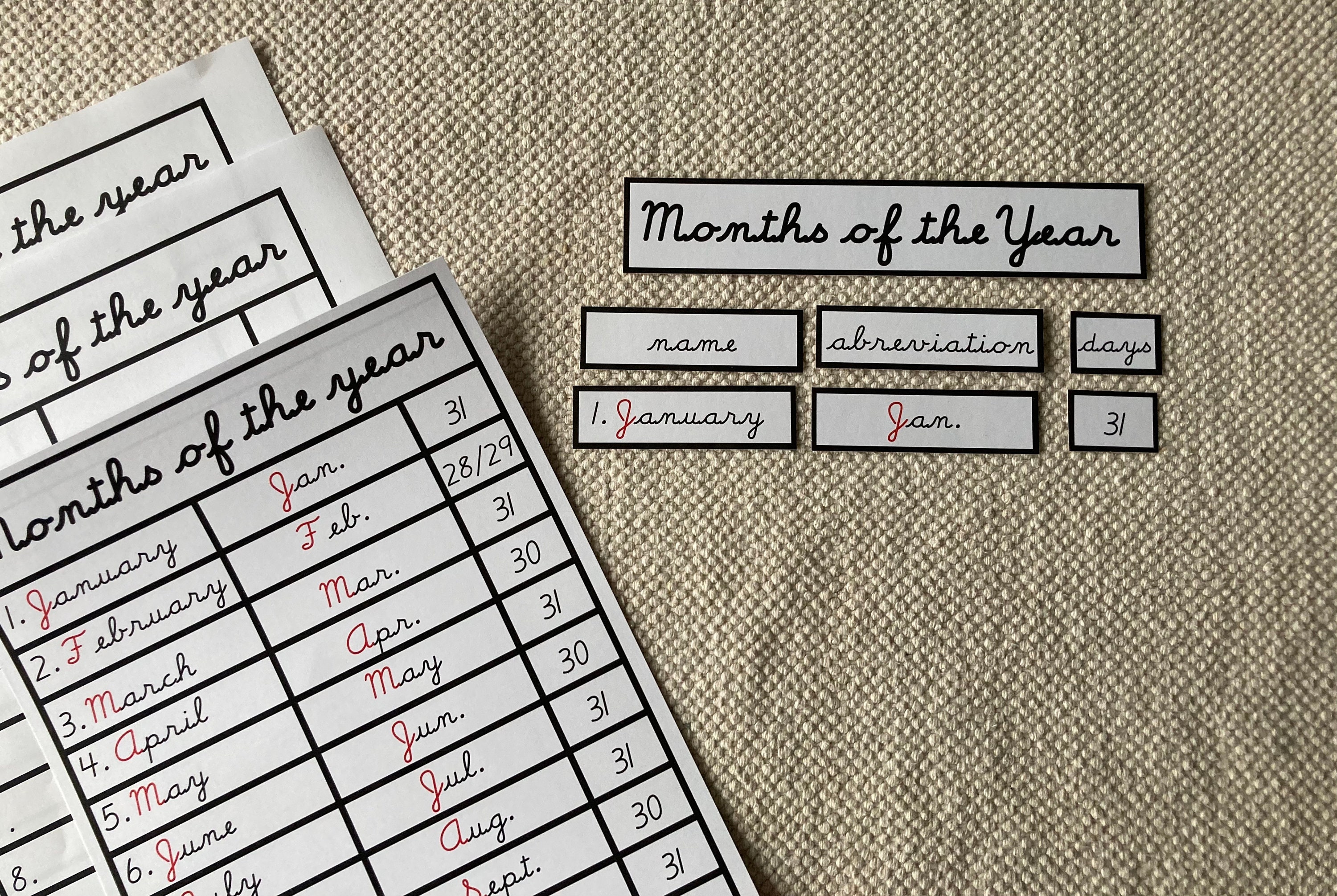 Months of the Year Activity Pack in English (cursive) - Etsy