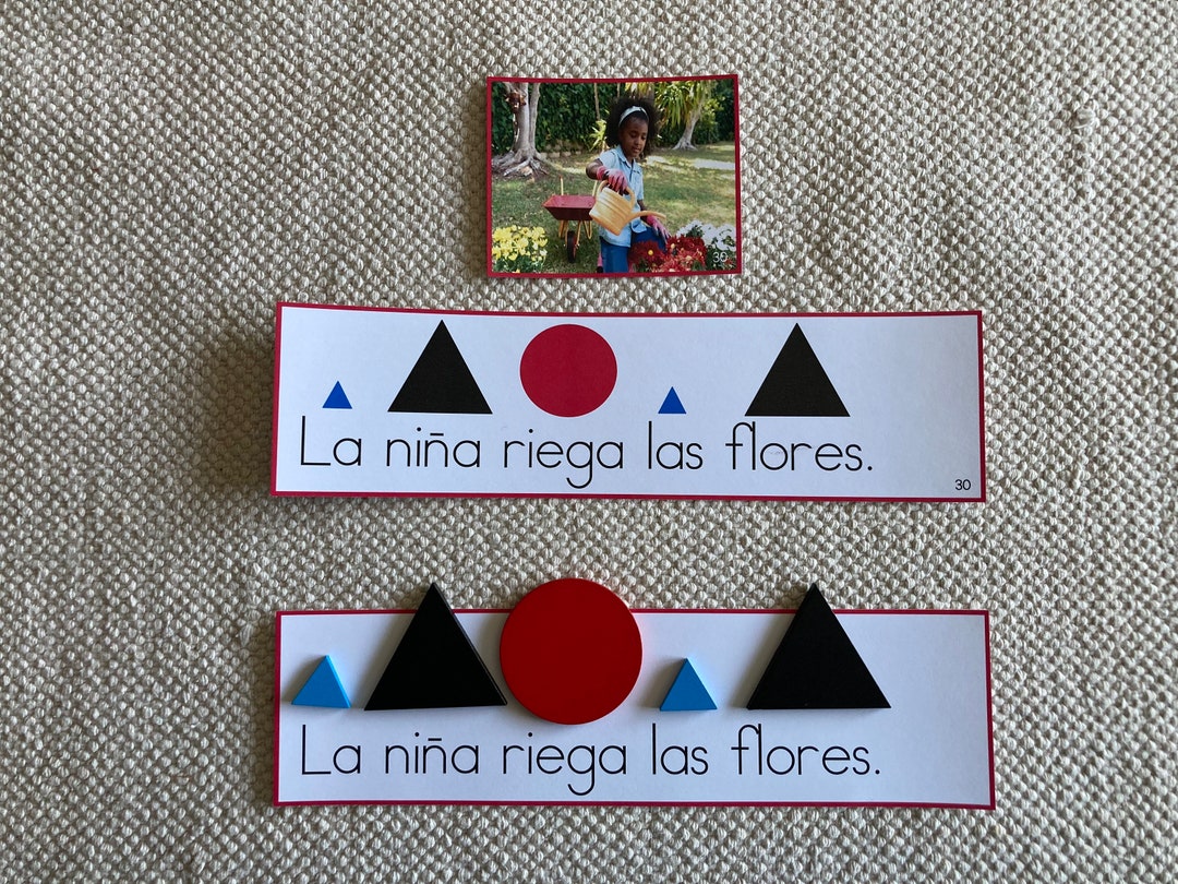 Tiras de oraciones verbales e imágenes en español Montessori - Etsy España