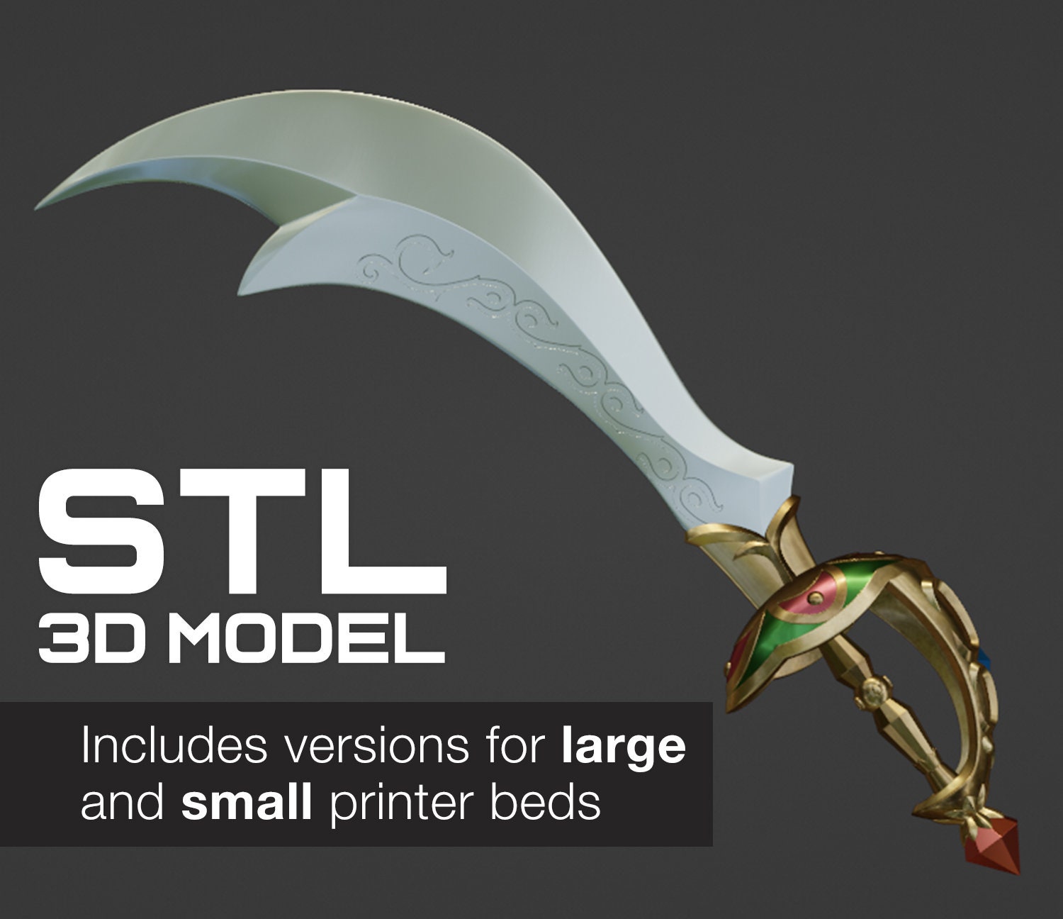 TOTK Riju Inspired Scimitar and Scabbard [3D PRINTABLE FILE] - Etsy