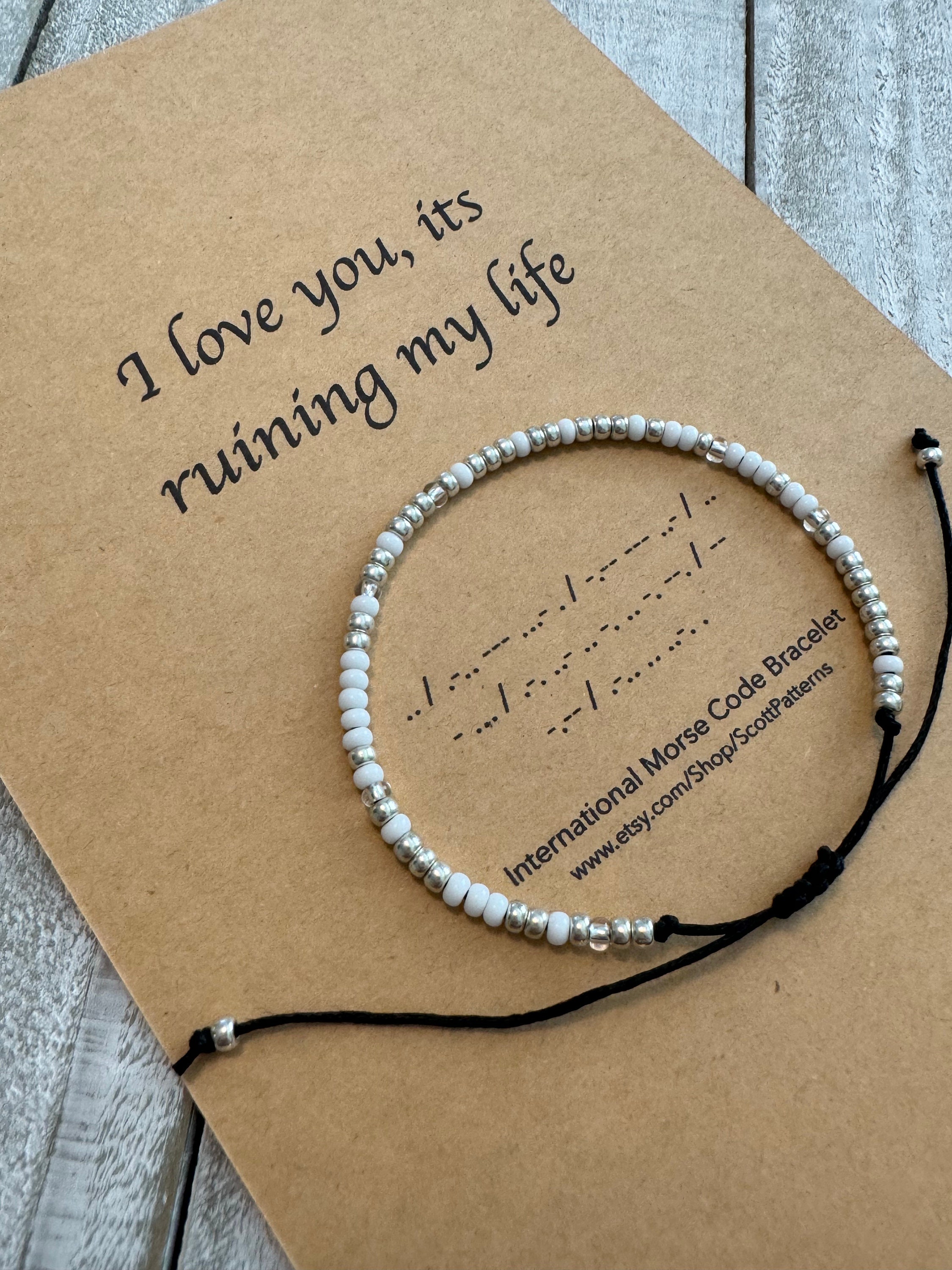 I Love You Its Ruining My Life Morse Code Bracelet Dainty Beaded Bracelet tortured Poets Bracelet Song Lyric Gift Post Malone TS Inspire Etsy