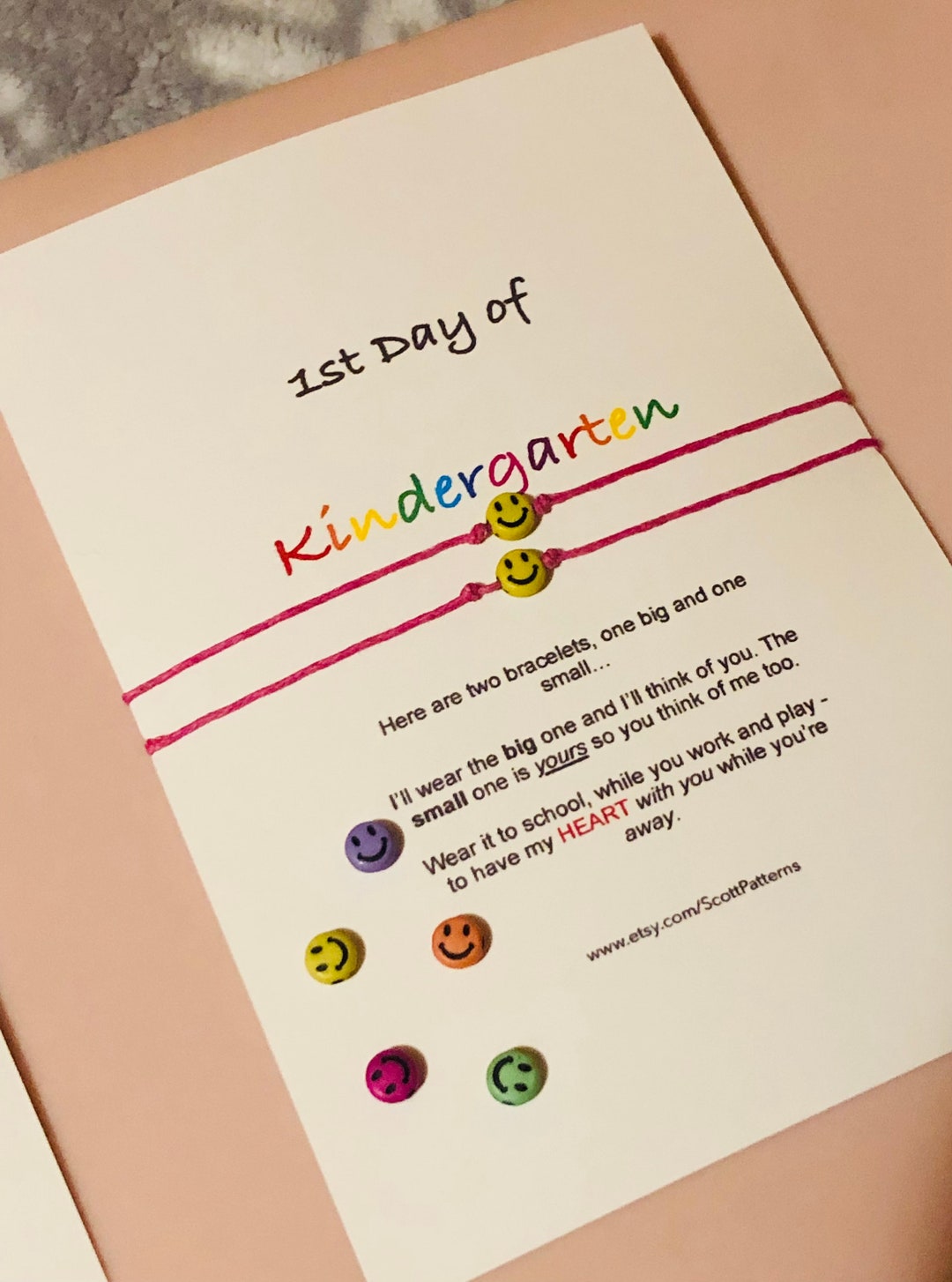 Set of 2 Back to School Bracelets, First Day of Kindergarten Bracelet ...