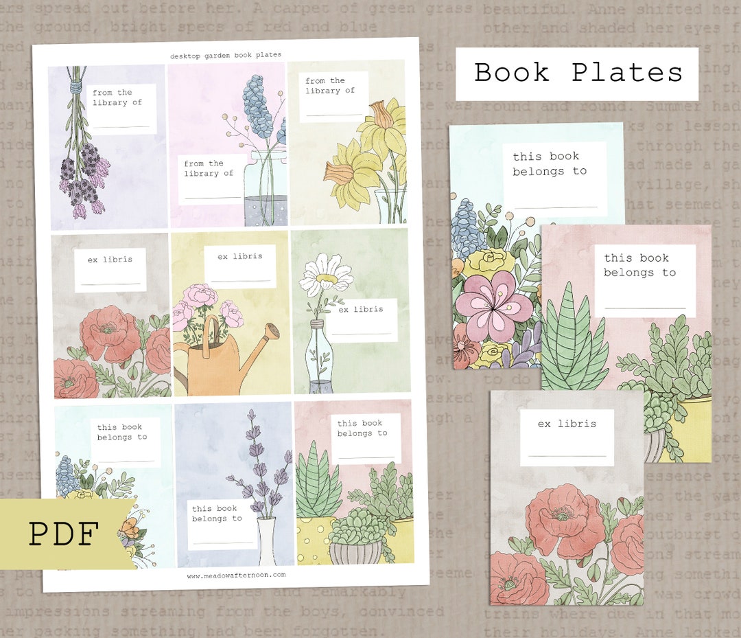Bookplates Printable PDF - Desktop Garden Stationery - Book Plate Tag ...