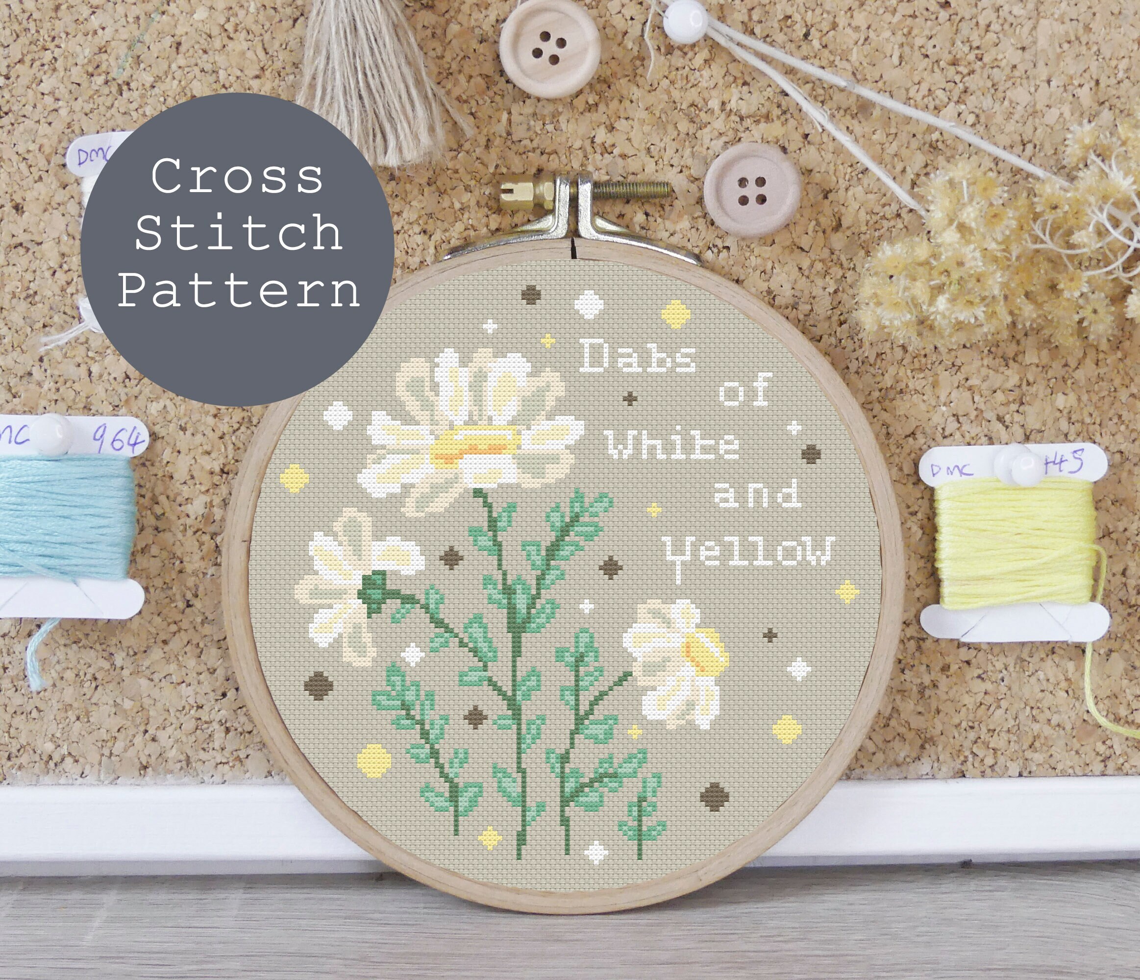Daisies Flowers Cross Stitch Pattern PDF - Counted Stitch Pattern ...