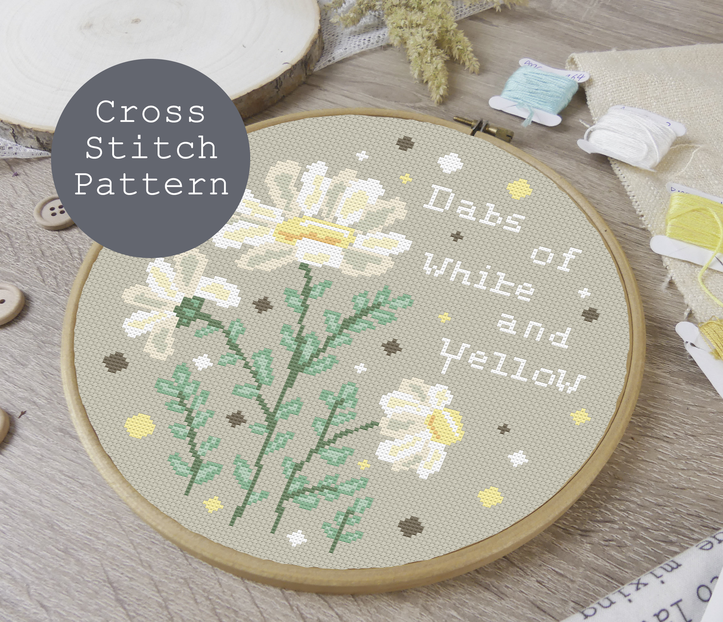 Daisies Flowers Cross Stitch Pattern PDF Counted Stitch Pattern Digital ...