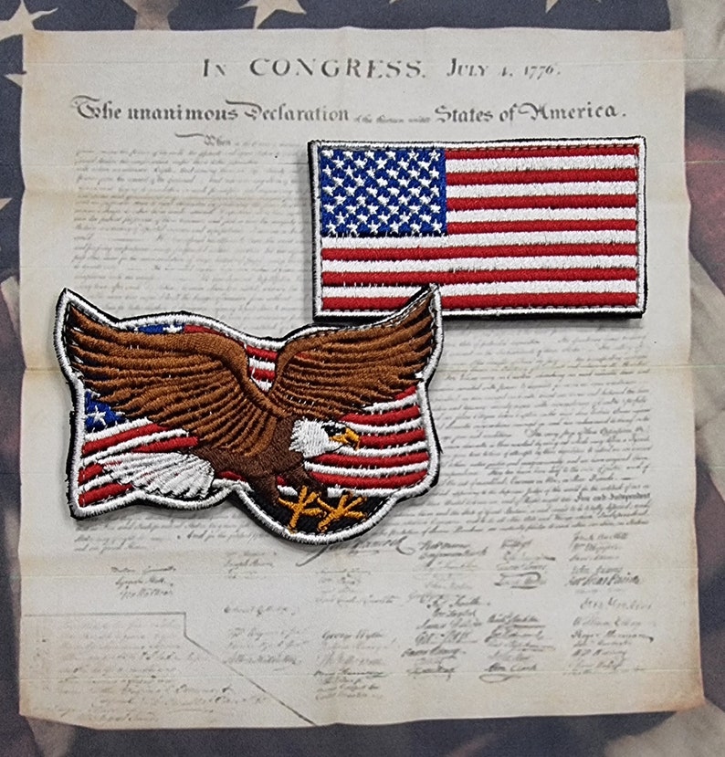 Patch Set symbols of US Independence, American Bald Eagle, Strong and ...