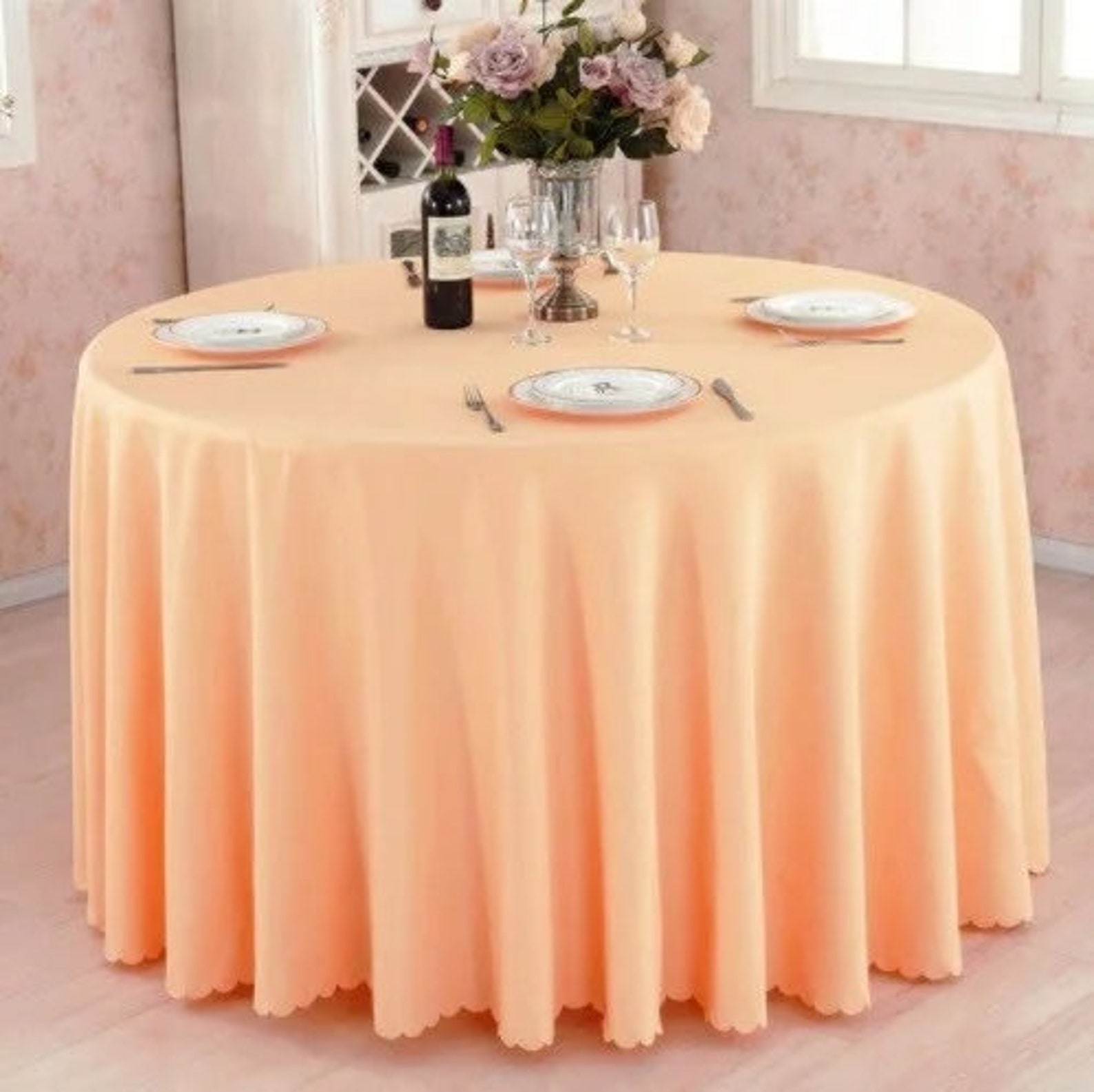 Solid Round Tablecloth Peach Wedding Table Cloth Birthday - Etsy