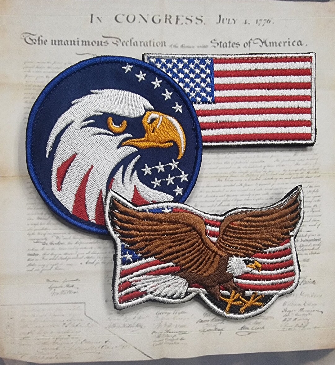 Patch Set american Bald Eagle on the Flag of the USA, Independence and ...
