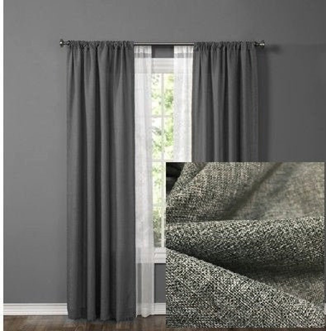 Longs rideaux gris massifs pour le salon Farmhouse faux draps rideau de ...