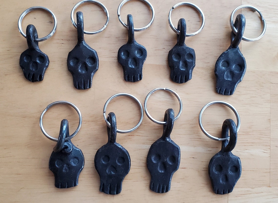 Hand Forged Skull Key Ring. - Etsy