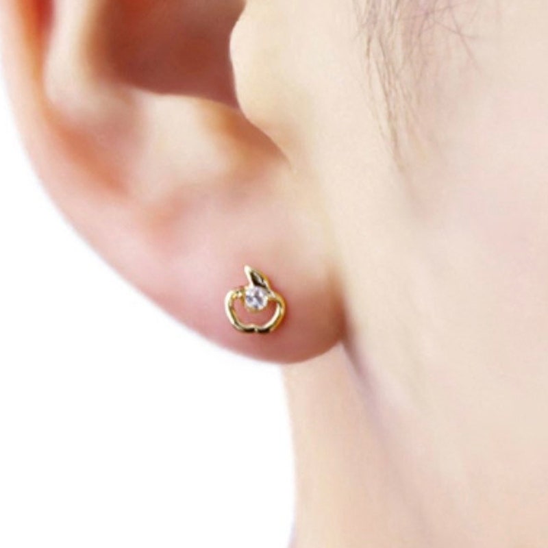 Gold Apple Earrings - Etsy