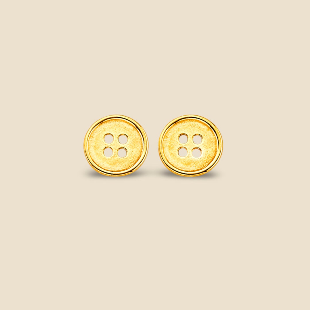 14k Solid Gold Buttons Push Back Earrings Artistry Fashion Birthday ...