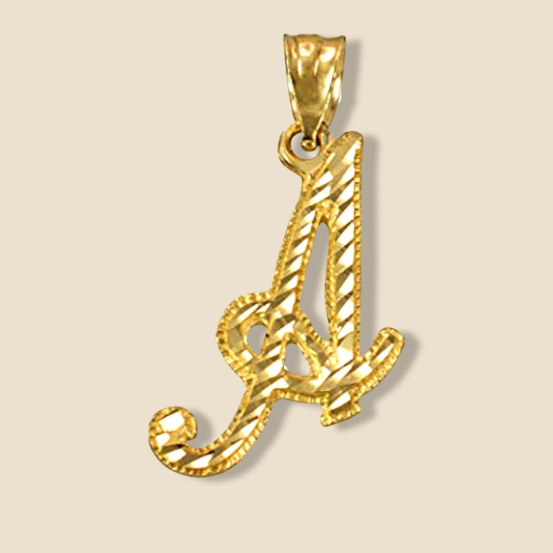 14k Solid Gold Initial A Pendant Birthday Gift Real Gold Initial ...