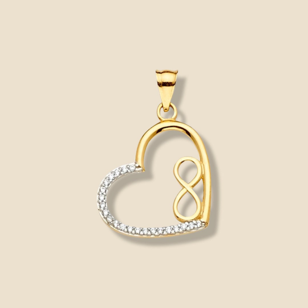 14k Solid Gold Infinity Heart Charm Real Gold Heart Charm Love Gift ...