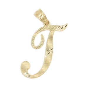 14k Solid Gold Initial t Pendant Birthday Gift Initial T Necklace ...