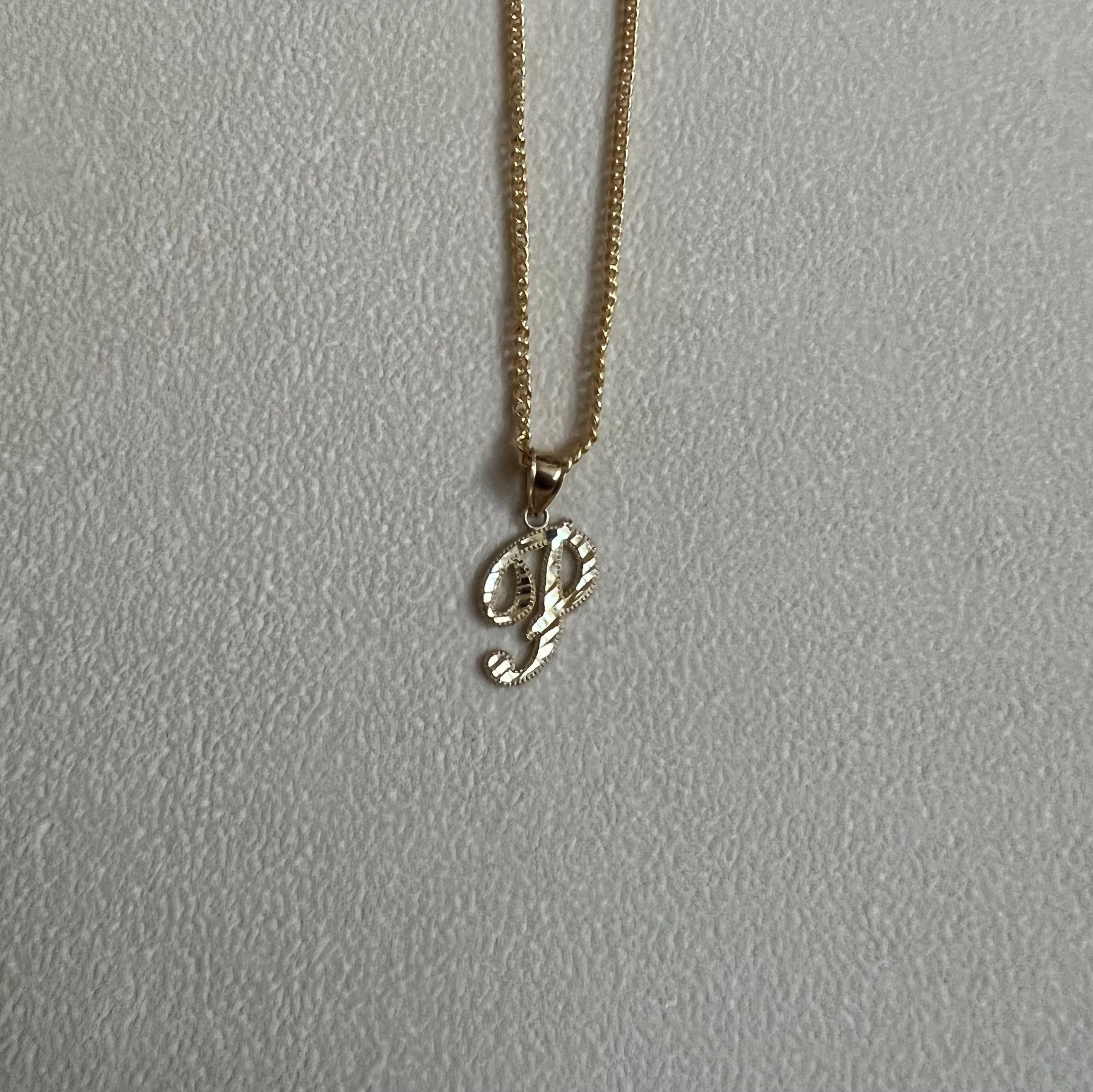 Initial or Letter P Pendant 14k Solid Gold Pendant Perfect | Etsy