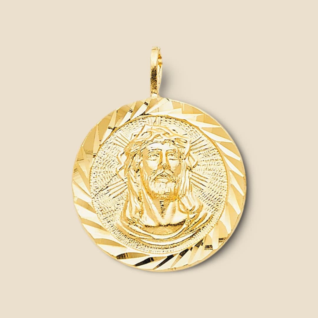 14k Yellow Gold Religious Jesus Christ Stamp Pendant | Birthday Gift ...