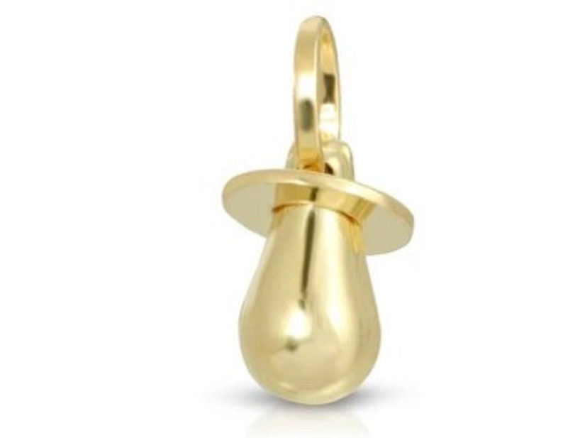 Real Gold Pacifier Charm 14k Real Gold Baby Shower Pendant - Etsy