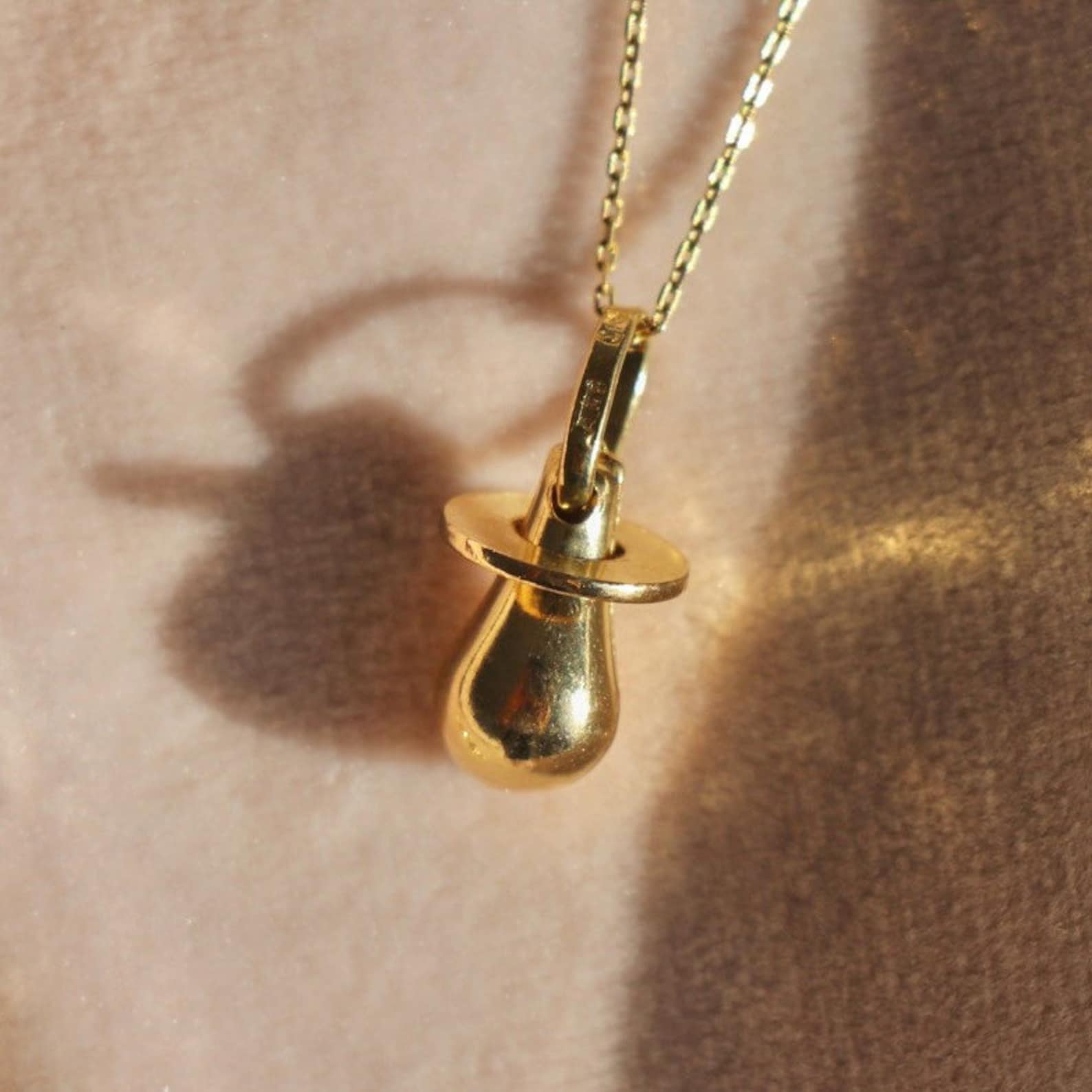 Real Gold Pacifier Charm 14k Real Gold Baby Shower Pendant - Etsy
