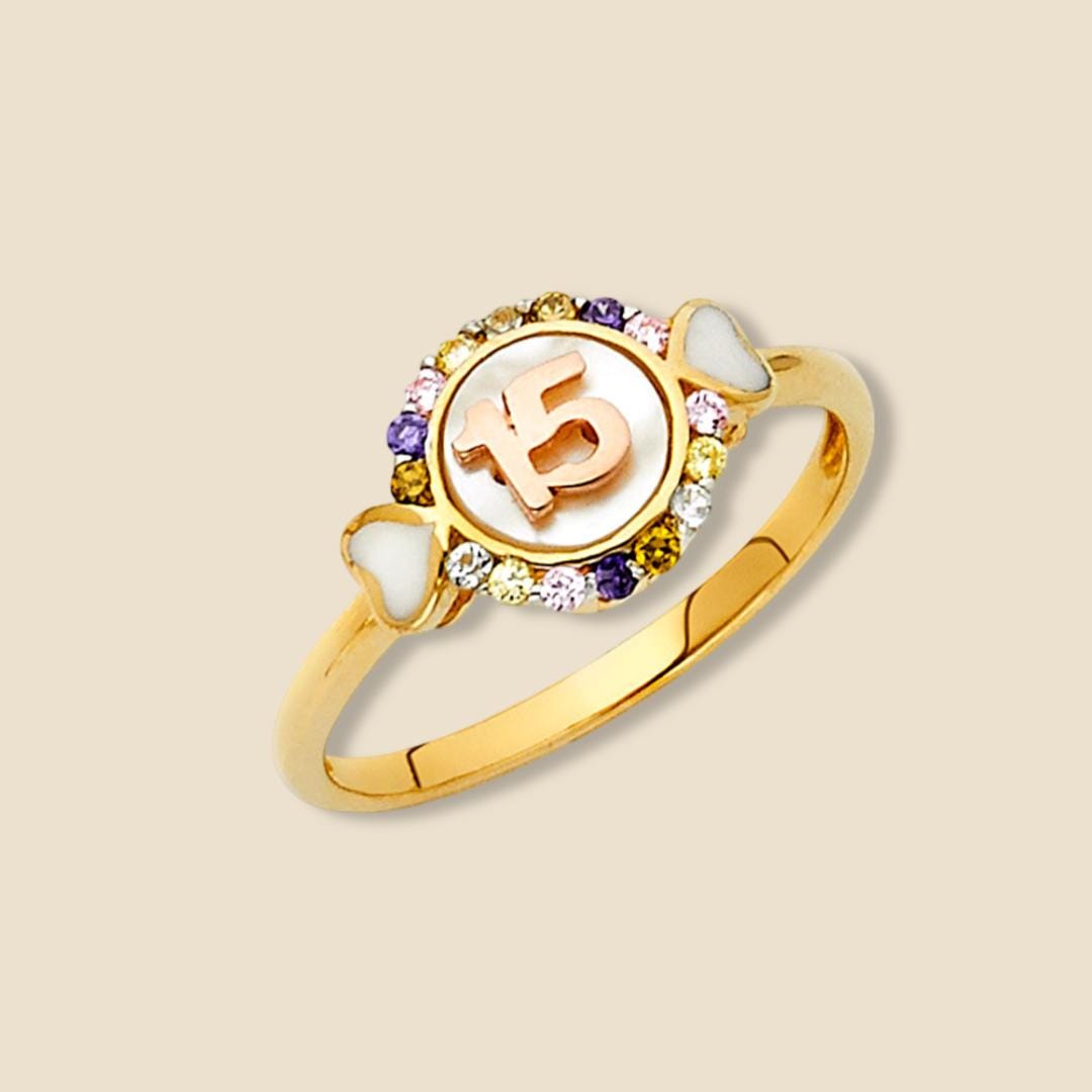 14K Gold 15 Years CZ Ring Quinceañera Celebration Jewelry by Tehrani ...