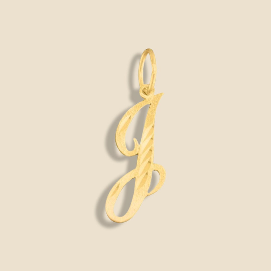 14k Solid Gold Initial J Charm Birthday Gift Real Gold Jewelry Letter ...