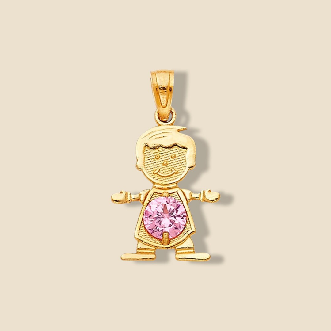 14k Solid Gold October Birthstone Boy Charm Birthday Gift October ...