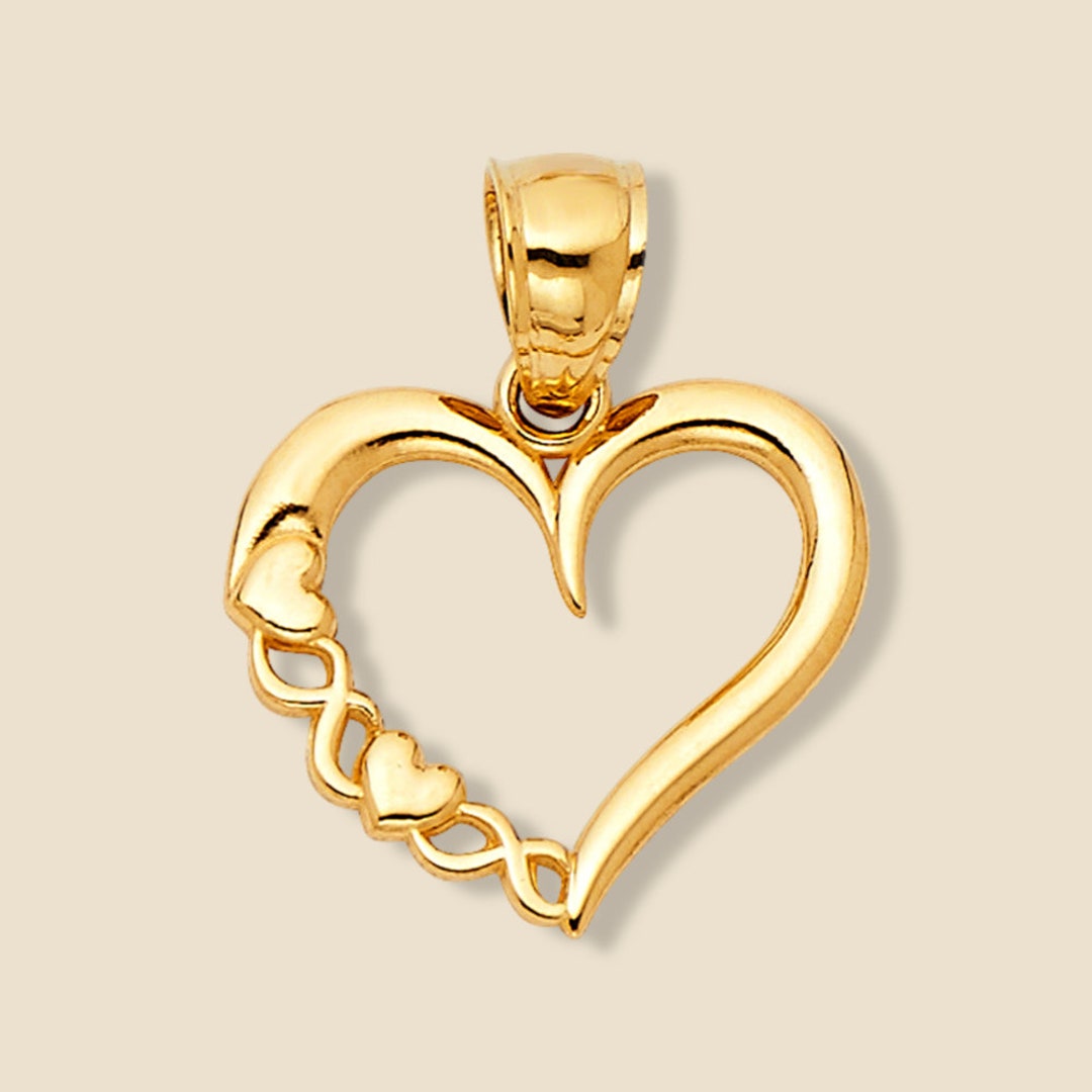 14k Solid Gold Heart Pendant Ideal 14k Solid Gold Charm Mother's Day ...