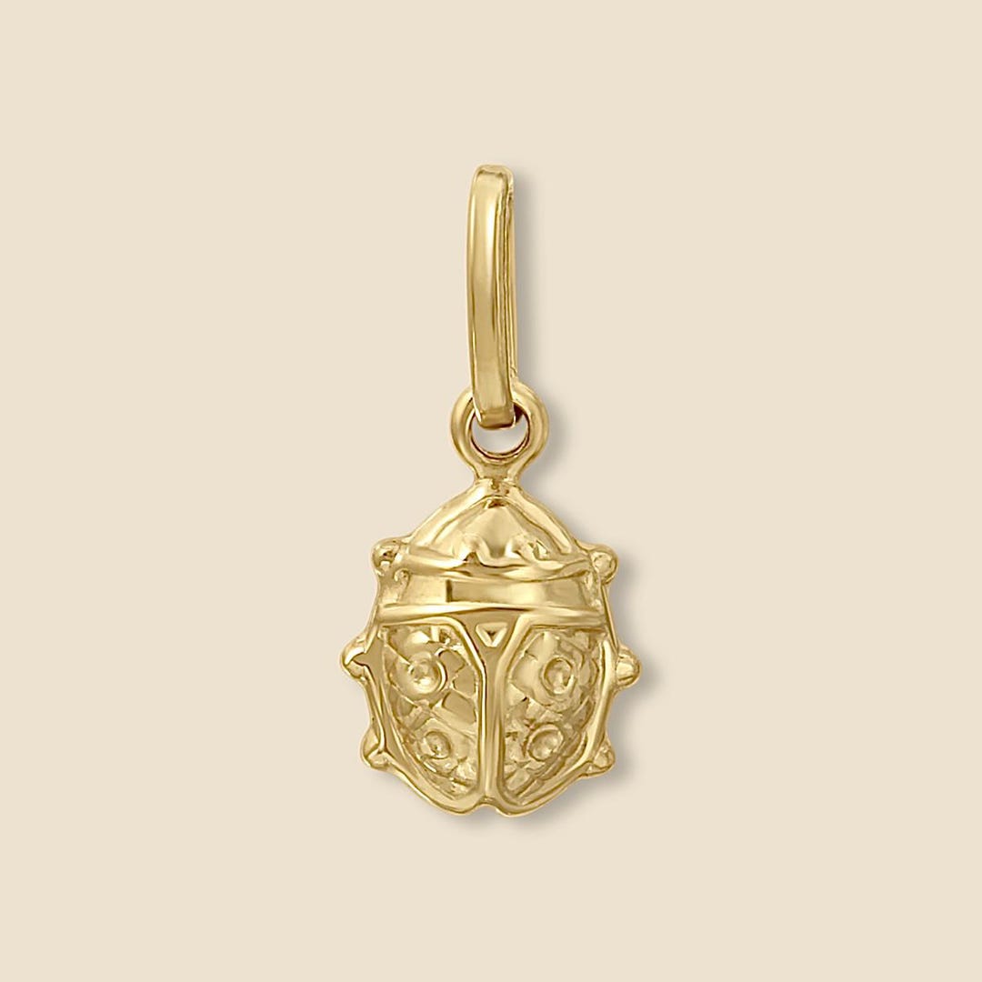 14K Real Gold Ladybug Charm | Dainty Lucky Pendant - Etsy