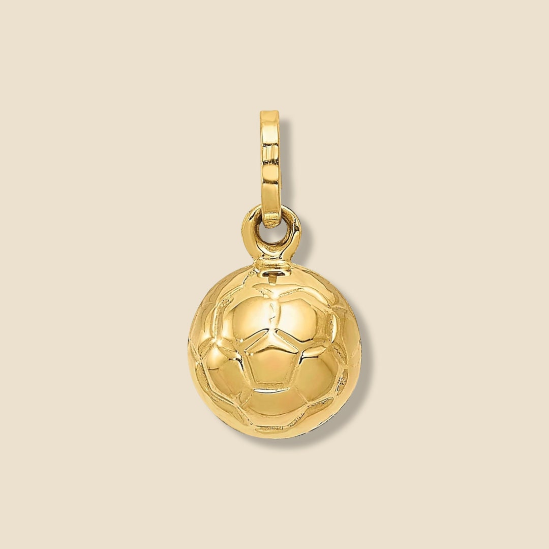 14K Real Gold Soccer Ball Pendant | 3D Soccer Charm | Sports Jewelry ...