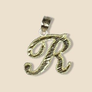 14k Solid Gold Initial R Charm | Birthday Gift | Letter R Pendant ...
