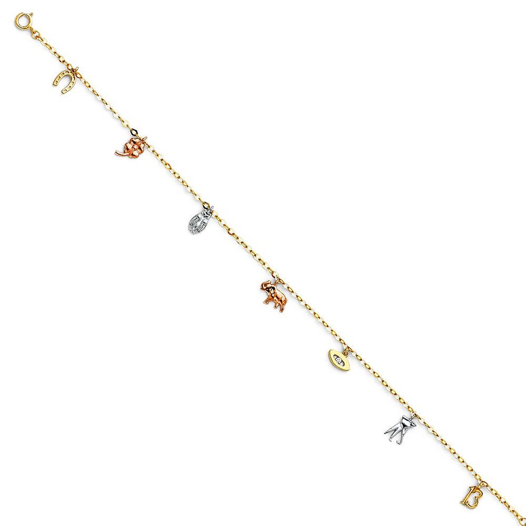 14K Solid Gold Assorted Anklet | Real Gold Anklet | Perfect Gift | Fine ...