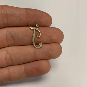 14k Solid Gold Initial t Pendant Birthday Gift Initial T Necklace ...