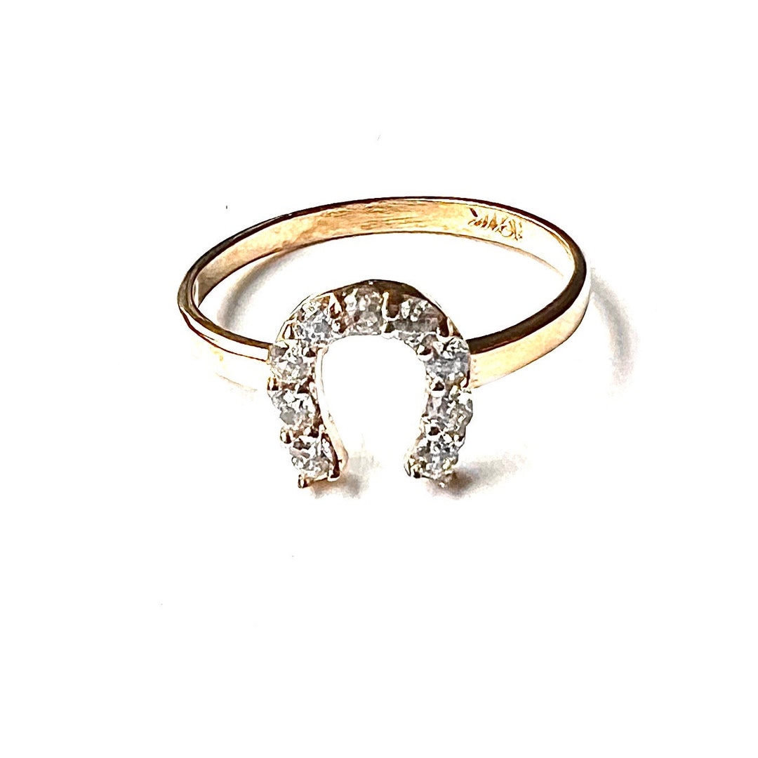 14k Solid Gold Horseshoe Ring Herradura Ring Valentine Ring Birthday ...