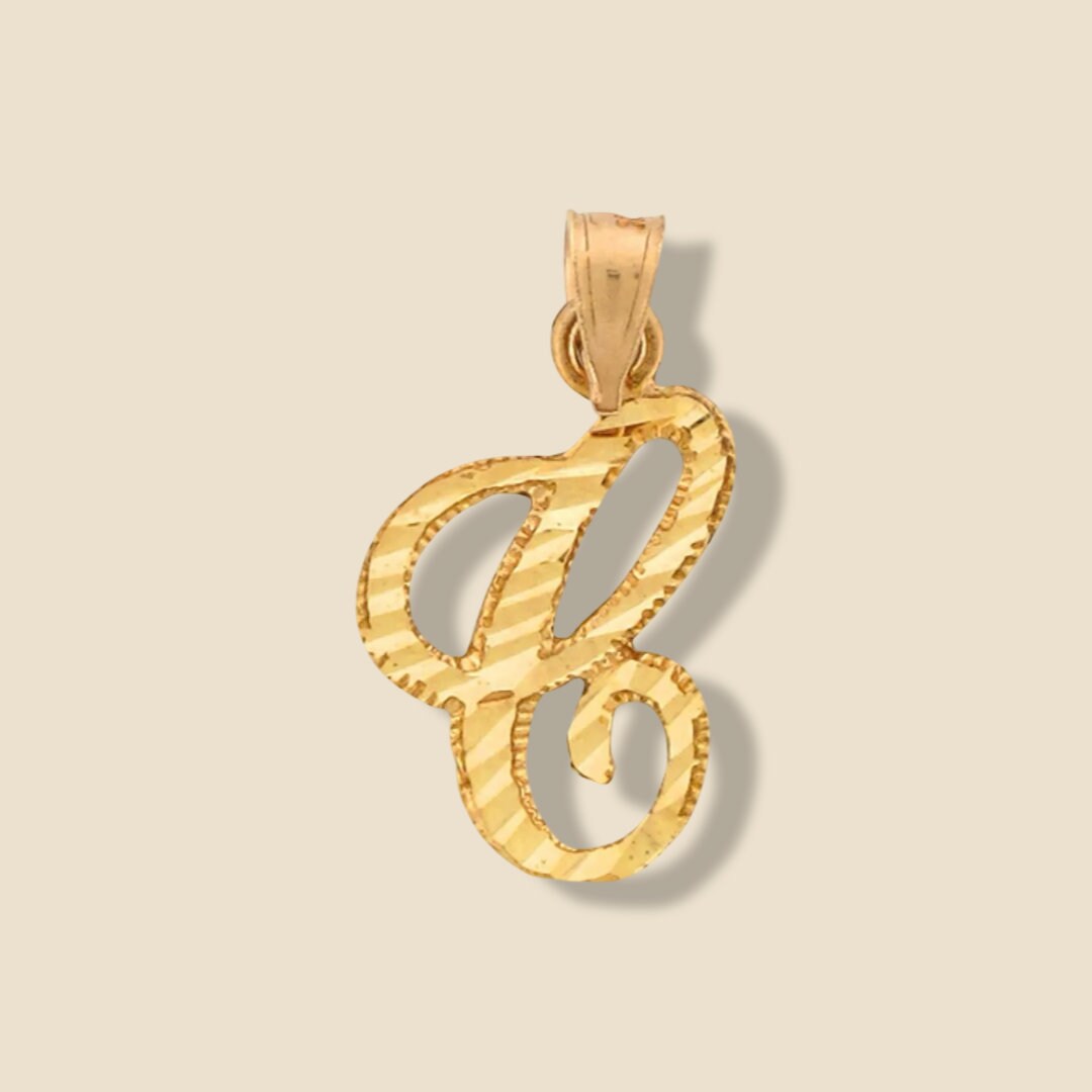 14k Solid Gold Initial C Pendant | Birthday Gift | Real Gold Initial ...