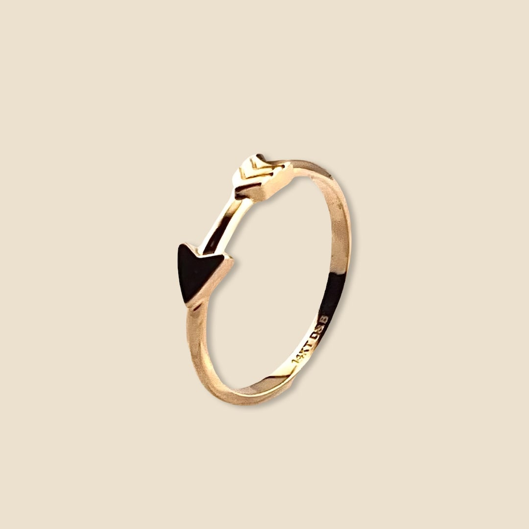 14K Gold Arrow Ring | Symbol of Direction & Strength | Dainty Real Gold ...