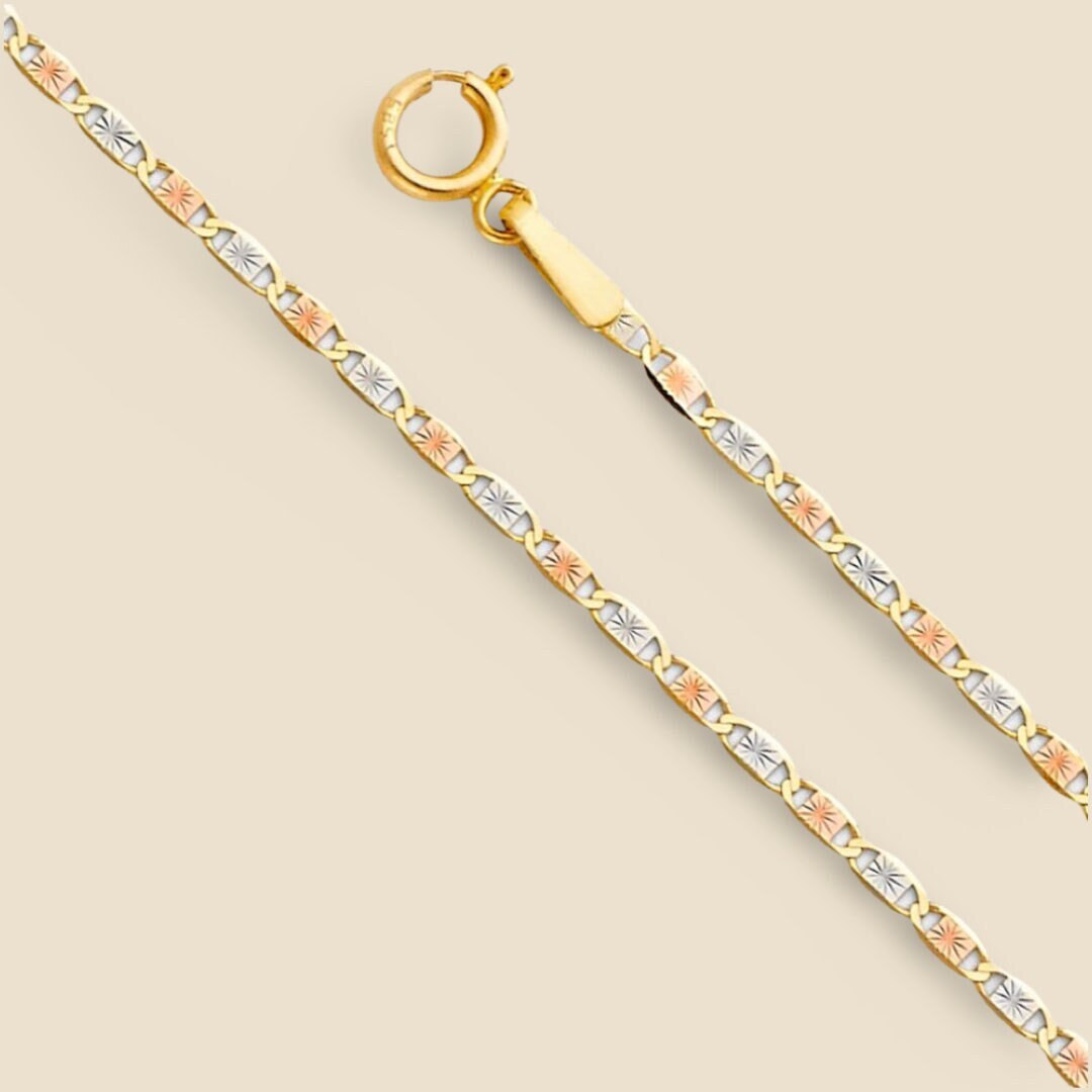 14K Solid Gold 1.5 Mm Three Color Chain Necklace | Real Gold Chain ...