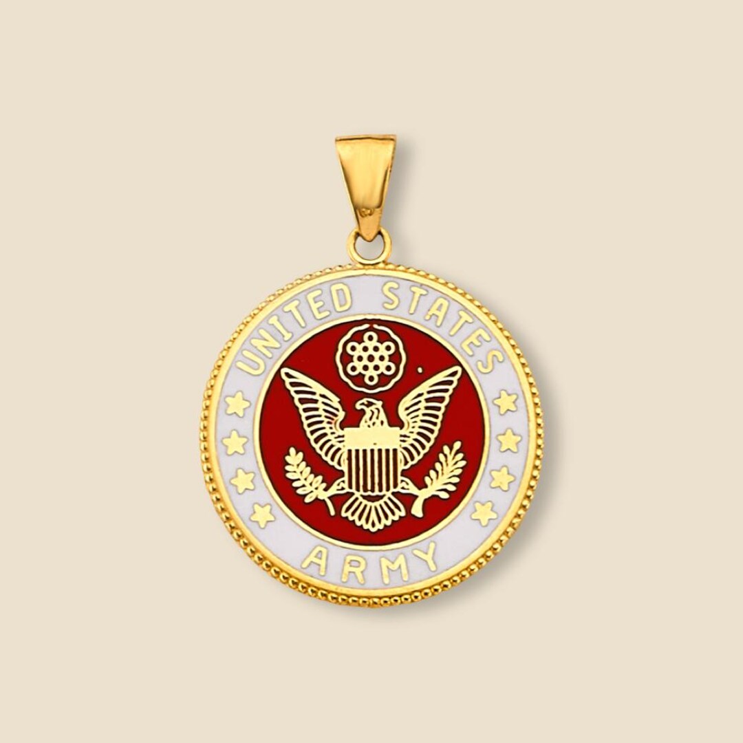 14K Gold US Army Pendant | Double-sided Military Charm | Fine Jewelry ...